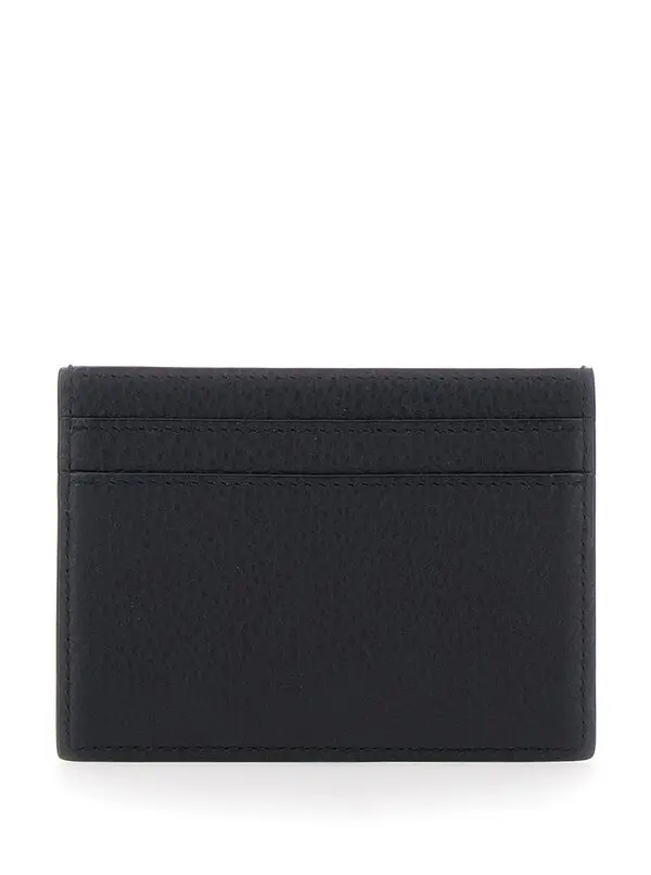 Saint Laurent Black Card Holder With Cassandre Detail On The Front In Leather - Multicolor
