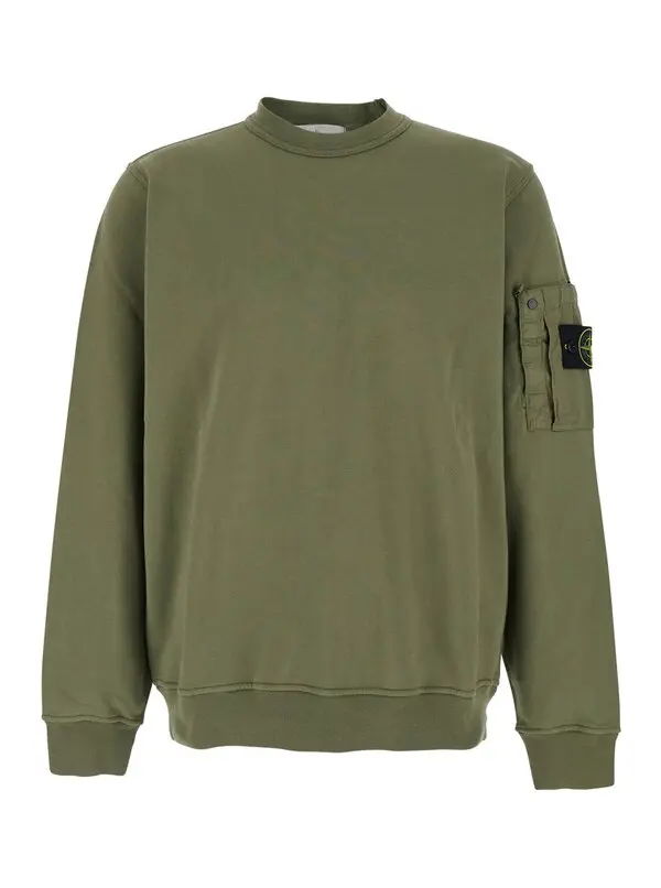 Stone Island Sweatshirt With Logo Patch - Green