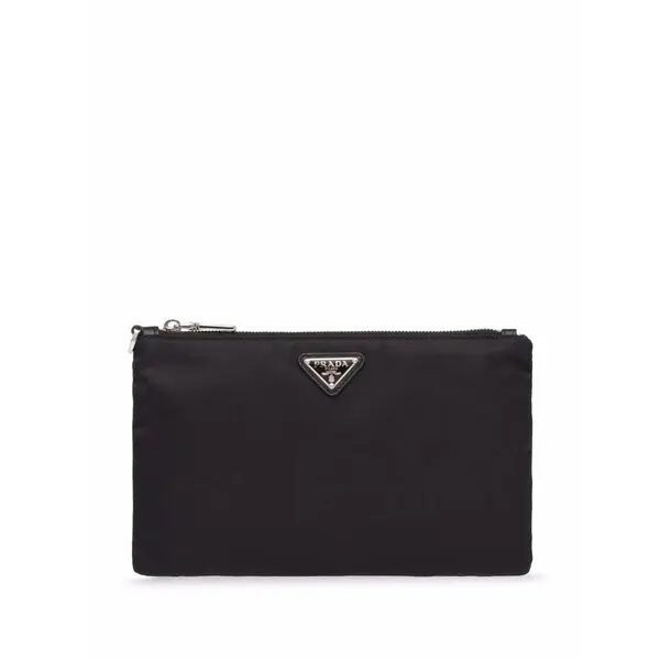 Prada Recycled Nylon And Leather Wristlet - Black