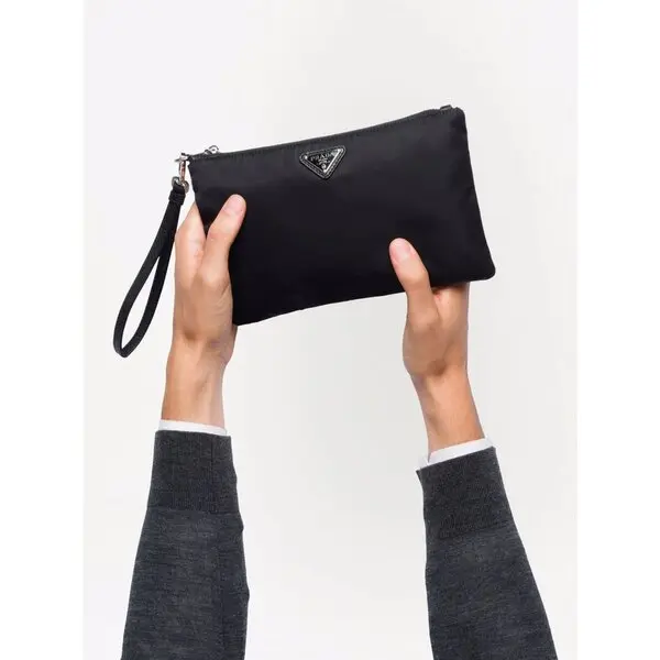 Prada Recycled Nylon And Leather Wristlet