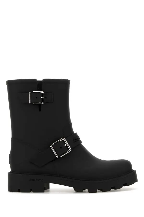 JIMMY CHOO Rubber Biker Ankle Boots