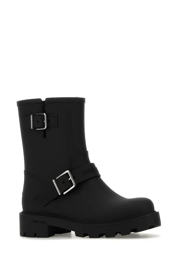 JIMMY CHOO Rubber Biker Ankle Boots