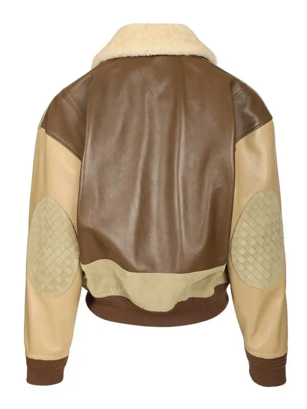 Bottega Veneta Nappa Leather Bomber Jacket With Shearling Collar - Multicolor