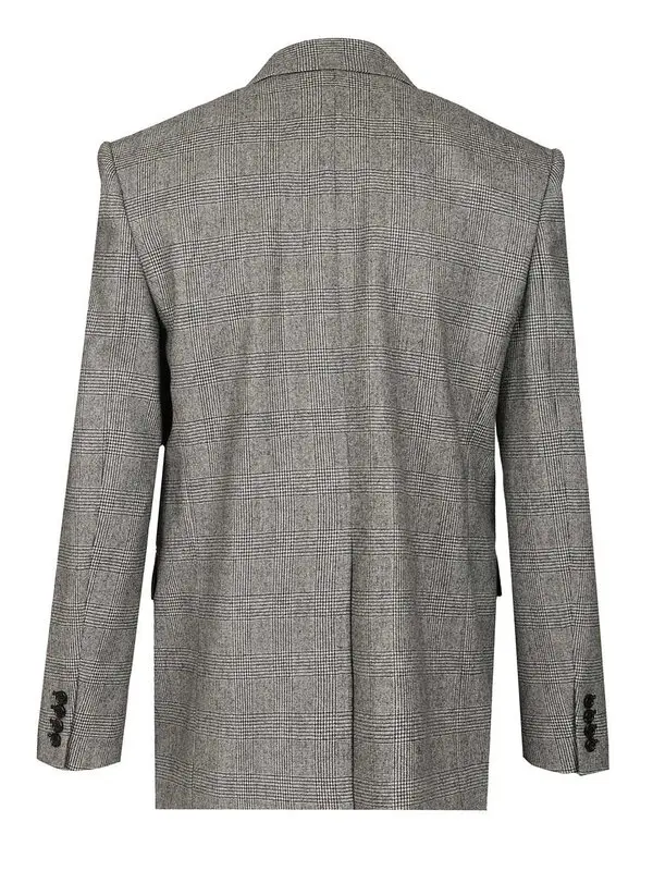 Saint Laurent Prince Of Wales Wool Flannel Jacket - Gray