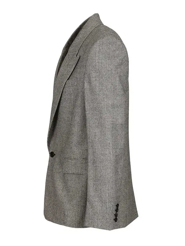 Saint Laurent Prince Of Wales Wool Flannel Jacket - Gray