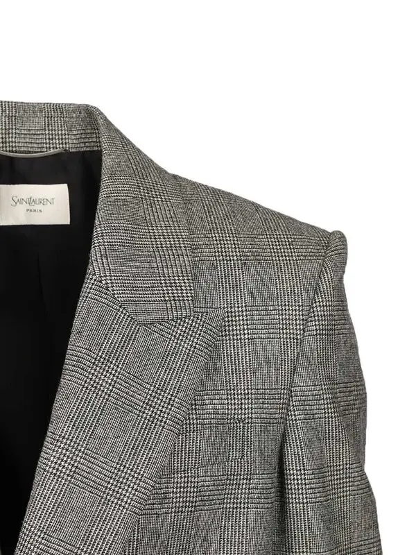 Saint Laurent Prince Of Wales Wool Flannel Jacket - Gray