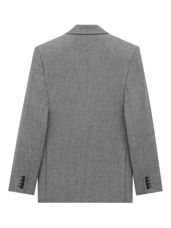 Saint Laurent Prince Of Wales Wool Flannel Jacket - Gray