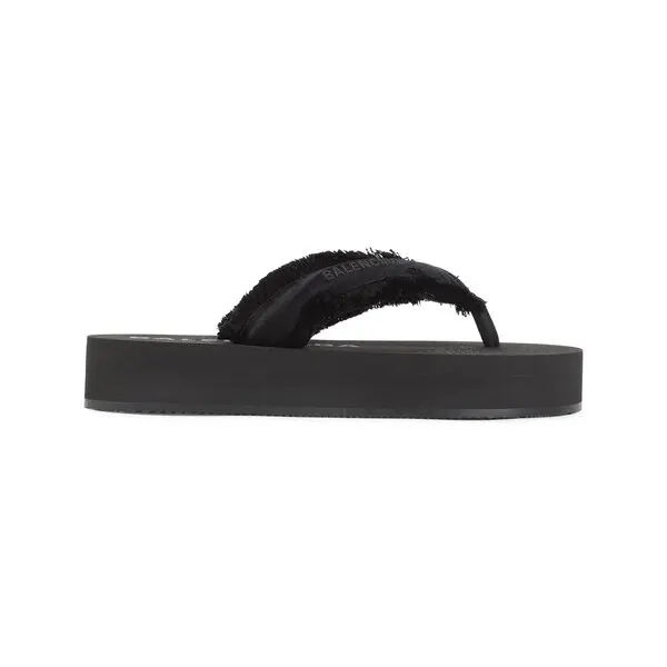 Balenciaga Cushy Thong Sandals With Fringed Detailing
