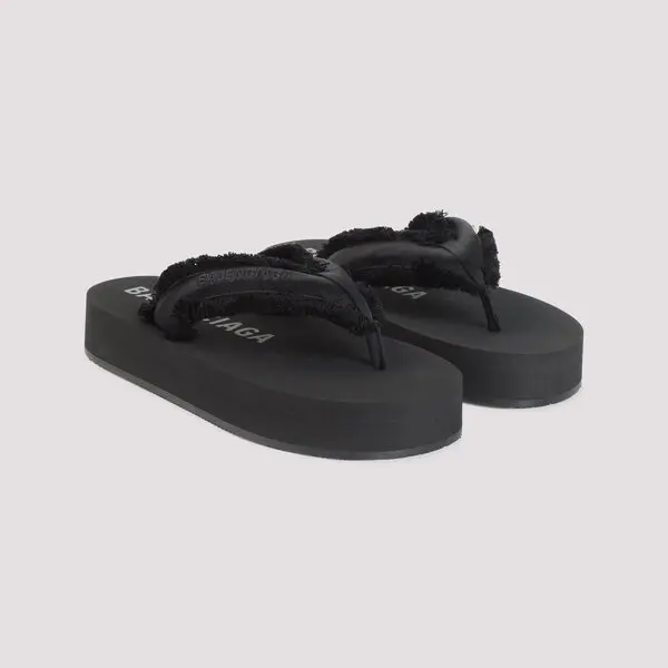 Balenciaga Cushy Thong Sandals With Fringed Detailing