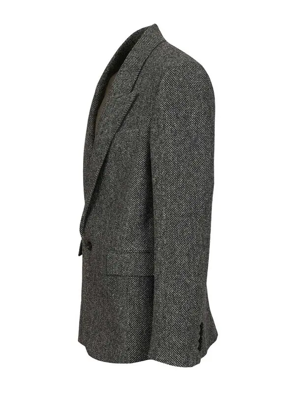 Saint Laurent Herringbone Worsted Wool Blazer