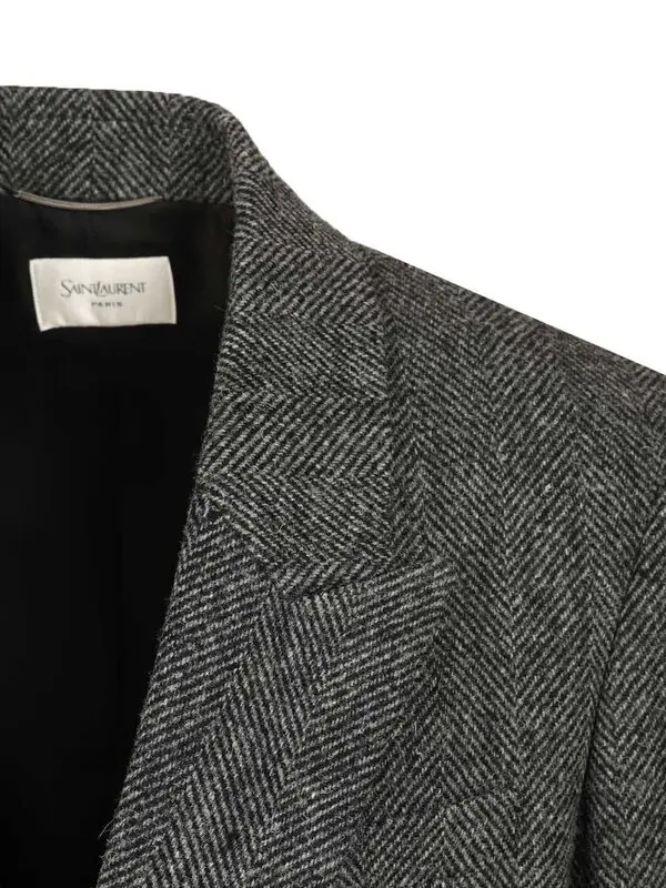 Saint Laurent Herringbone Worsted Wool Blazer