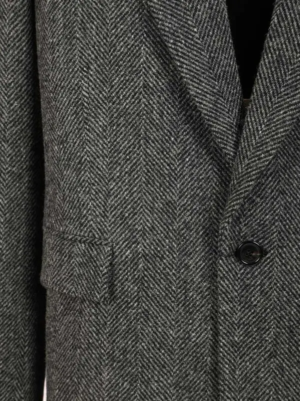Saint Laurent Herringbone Worsted Wool Blazer