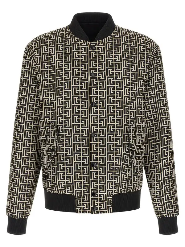 Balmain Monogram Reversible Bomber Jacket - Black