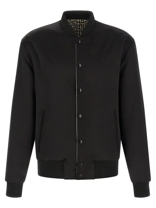 Balmain Monogram Reversible Bomber Jacket - Black