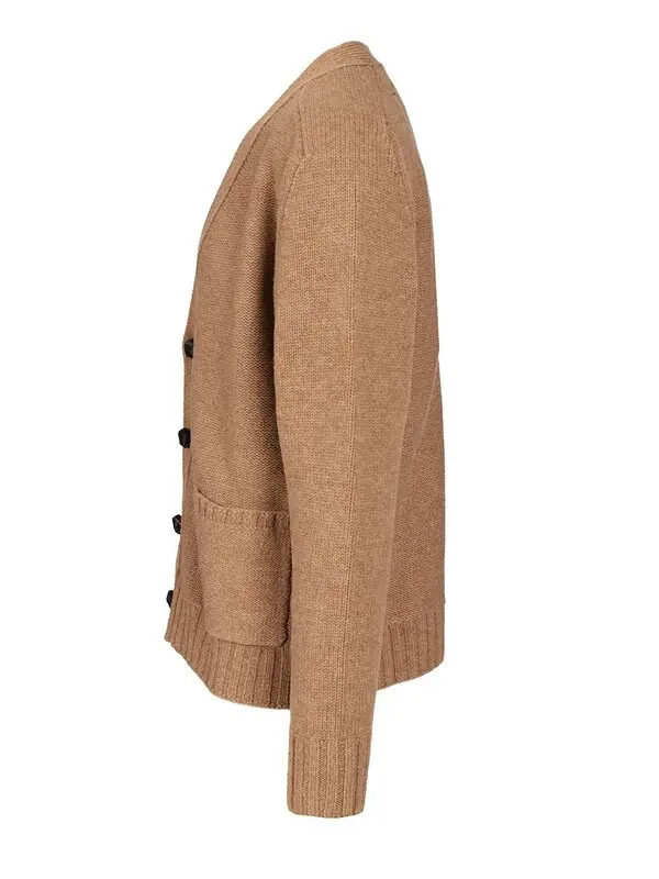 Bottega Veneta Fine Merino Wool Cardigan With Intrecciato Leather Buttons