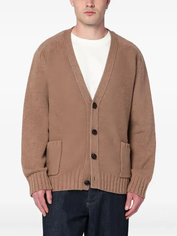 Bottega Veneta Fine Merino Wool Cardigan With Intrecciato Leather Buttons