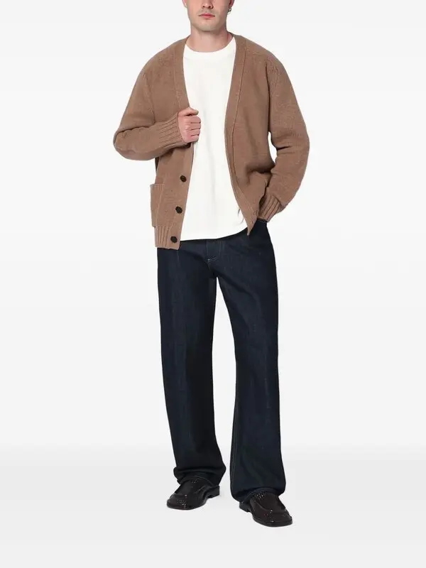 Bottega Veneta Fine Merino Wool Cardigan With Intrecciato Leather Buttons