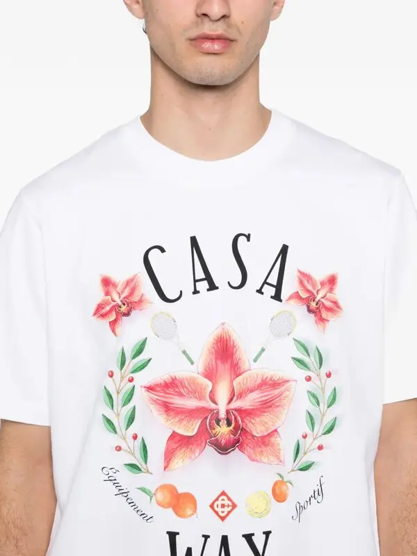 Casablanca Casa Way Orchid Print Classic T-shirt - White