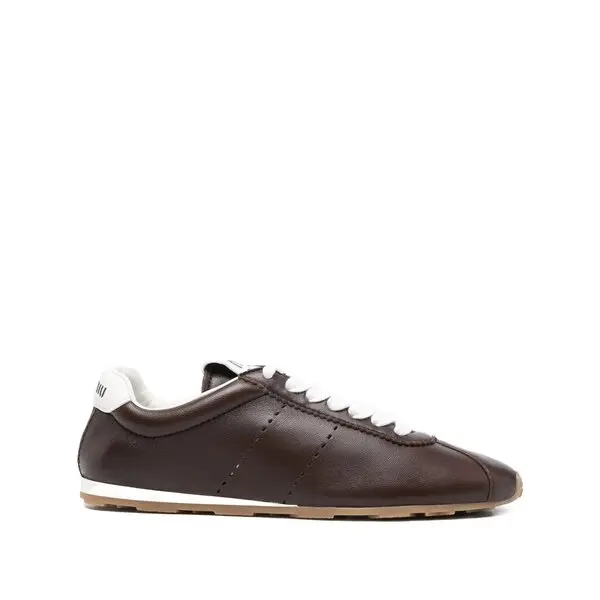 Miu Miu Lace-up Round Toe Sneakers - Brown