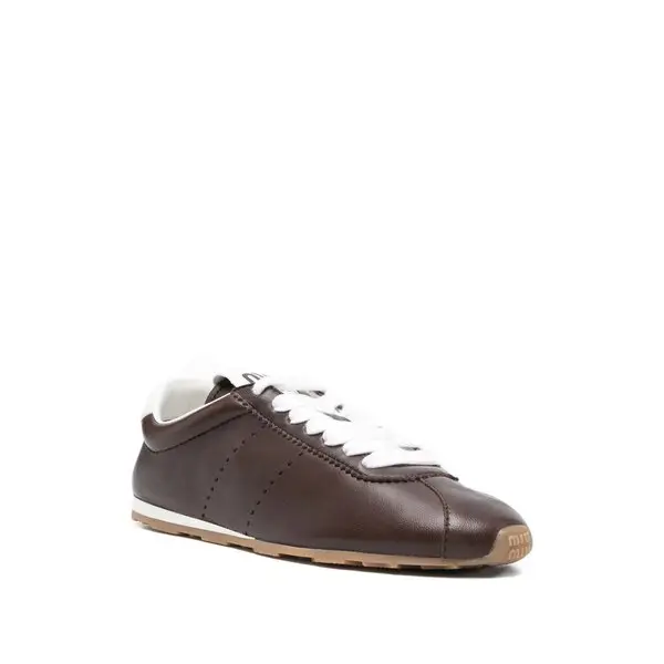 Miu Miu Lace-up Round Toe Sneakers - Brown