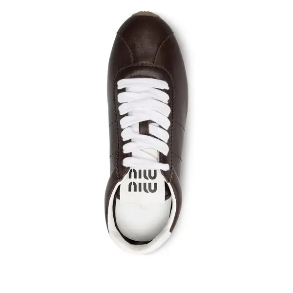 Miu Miu Lace-up Round Toe Sneakers - Brown