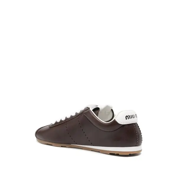 Miu Miu Lace-up Round Toe Sneakers - Brown