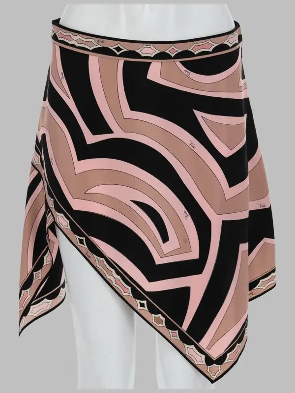 Emilio Pucci Asymmetrical Printed Silk Mini Skirt - Pink