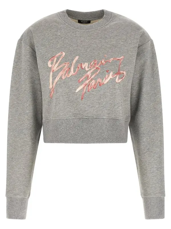 Balmain Cropped Sweatshirt - Gray