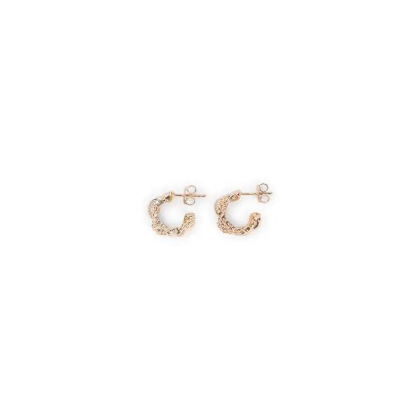 Bottega Veneta Gold Finish Brass Hoop Earrings With Crystal Embellishments - Silver
