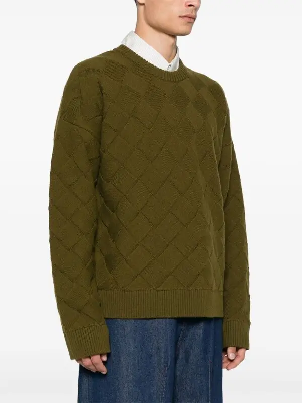 Bottega Veneta Wool Crew Neck Sweater With Intreccio Motif