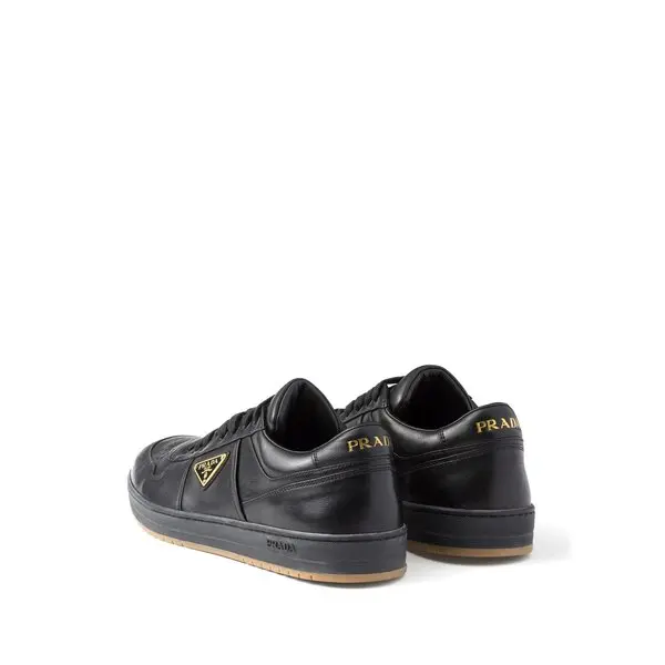 Prada Low-top Calf Leather Sneakers With Enamel Triangle Logo