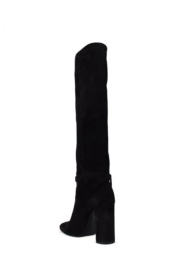 Saint Laurent Suede Buckled Boots