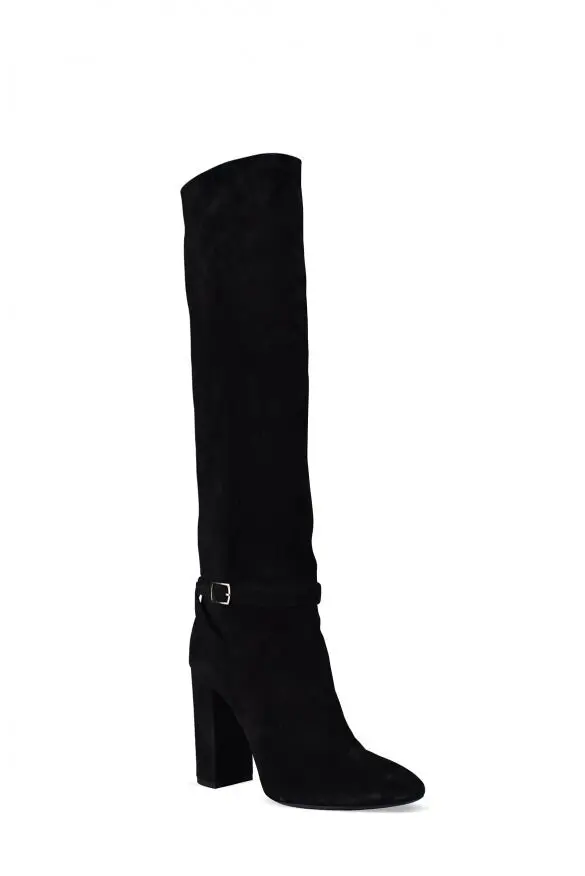 Saint Laurent Suede Buckled Boots