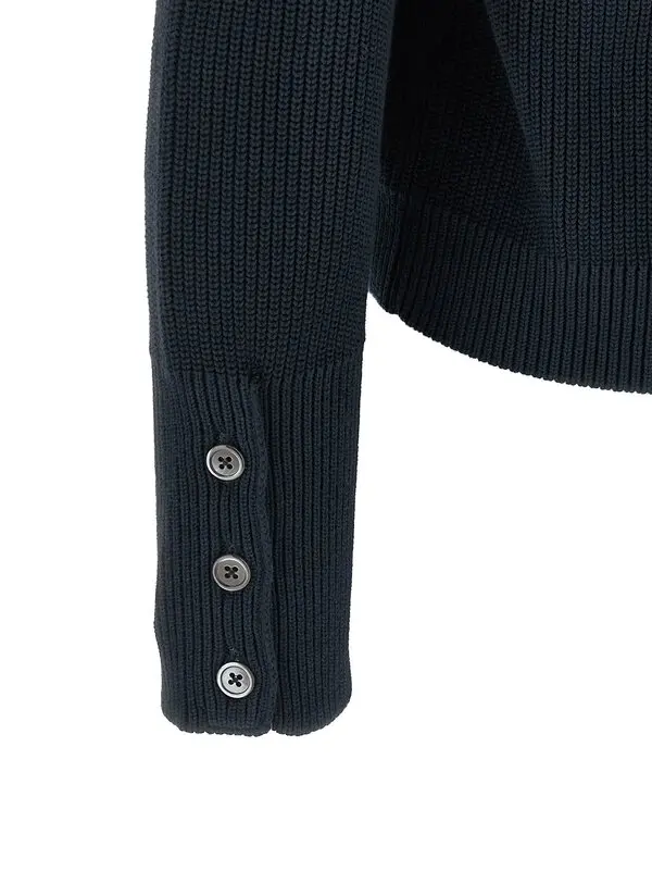 Thom Browne Garment Dyed Cotton Knit Cardigan