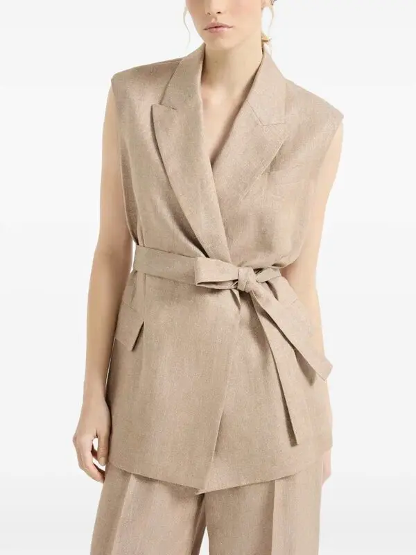Brunello Cucinelli Belted Sleeveless Jacket - Multicolor