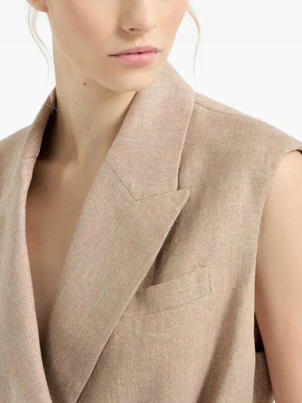Brunello Cucinelli Belted Sleeveless Jacket - Multicolor