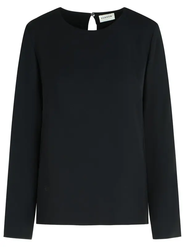 P.a.r.o.s.h Polyester Crewneck Blouse With Back Slit - Black