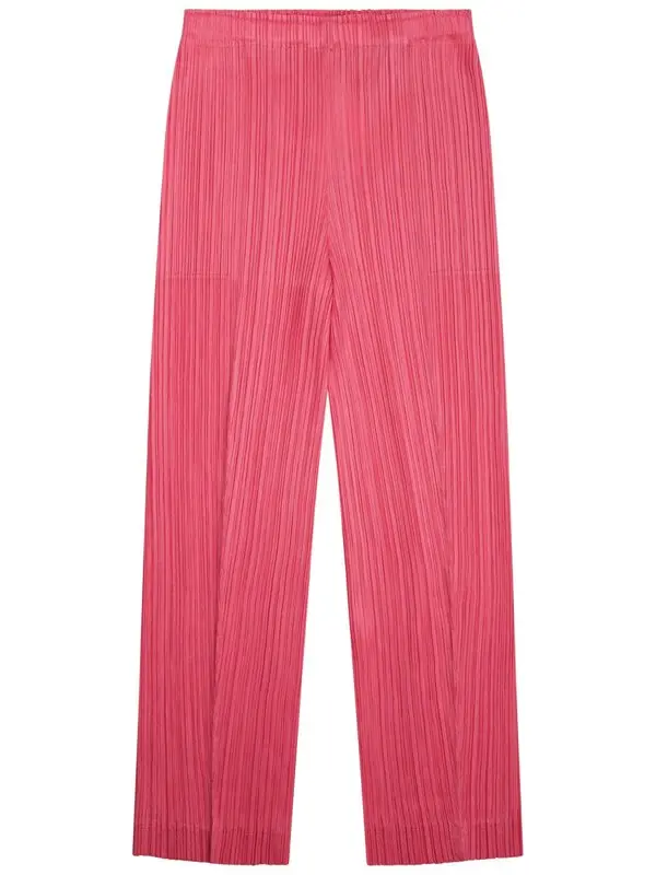 Issey Miyake Mid Rise Wide-leg Textured Weave Pleated Pants - Pink