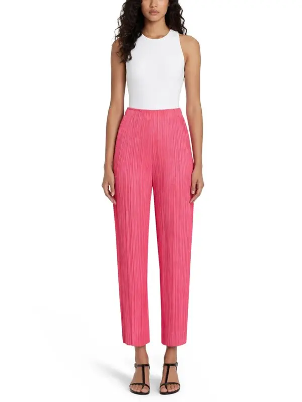Issey Miyake Mid Rise Wide-leg Textured Weave Pleated Pants
