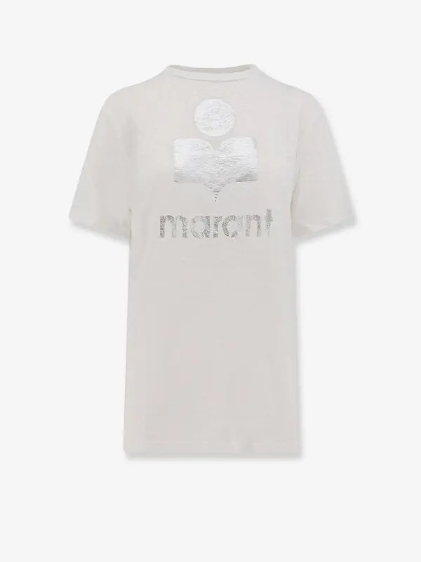 Isabel Marant Étoile Linen T-shirt With Laminated Logo - Black