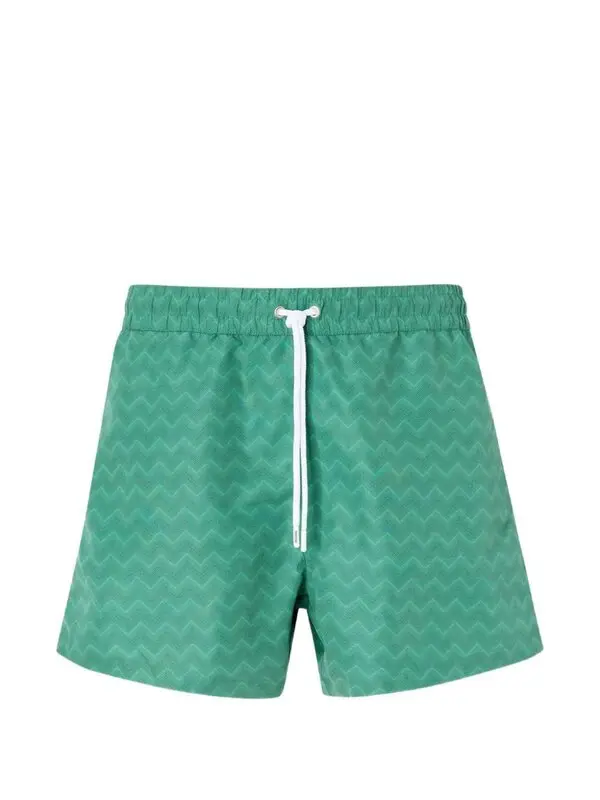 Missoni Zigzag Pattern Drawstring Swim Shorts - Green