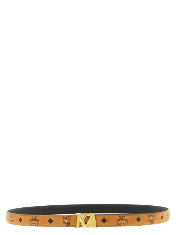 Mcm Logo Buckle Belt - Brown