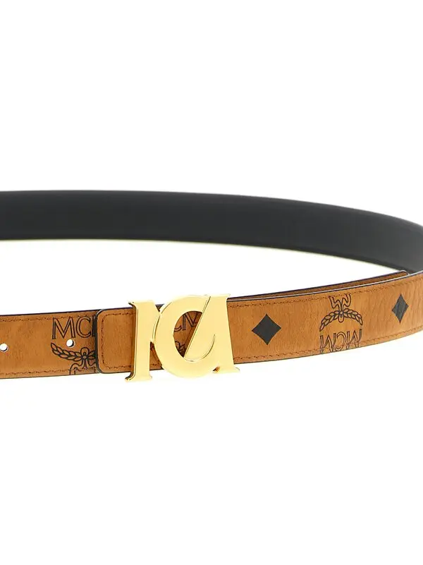 Mcm Logo Buckle Belt - Brown