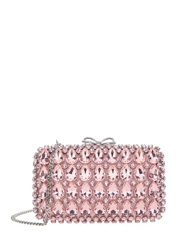 SELF-PORTRAIT Embellished Satin Clutch Bag With Crystals - Multicolor