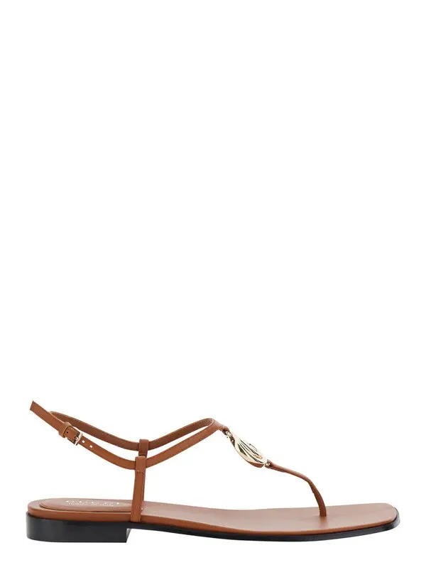 Gucci Marmont Gg Leather Flat Sandals - Multicolor