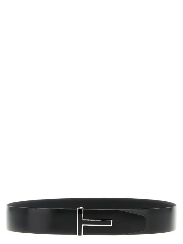 TOM FORD Reversible Belt With Logo Buckle - Black