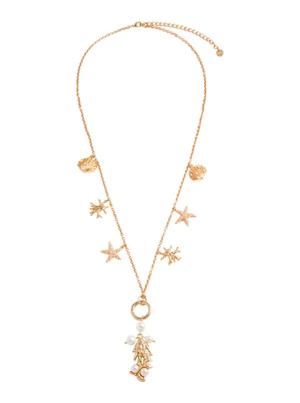 SELF-PORTRAIT Gold Coral Charm Necklace - Multicolor