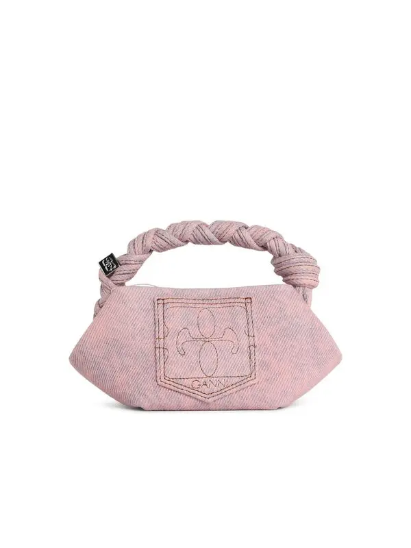GANNI Bou Mini Bag In Denim With Braided Top Handle - Pink