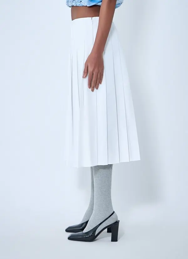 Prada Pleated Midi Skirt With Drawstring Waist