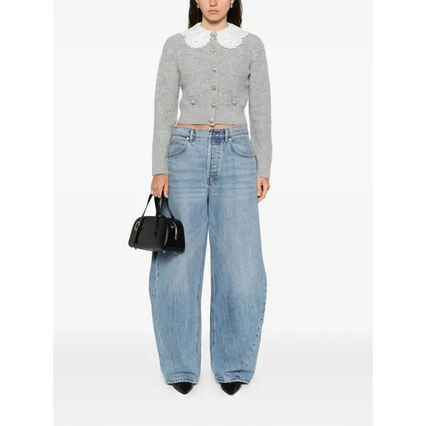 SELF-PORTRAIT Grey Scalloped Collar Cardigan - Gray